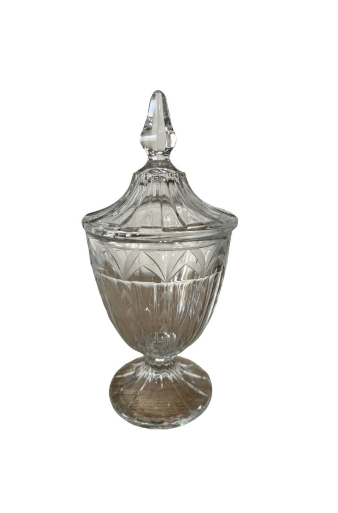 Cut Glass Etched Candy Dish With Lid Vintage - Etsy