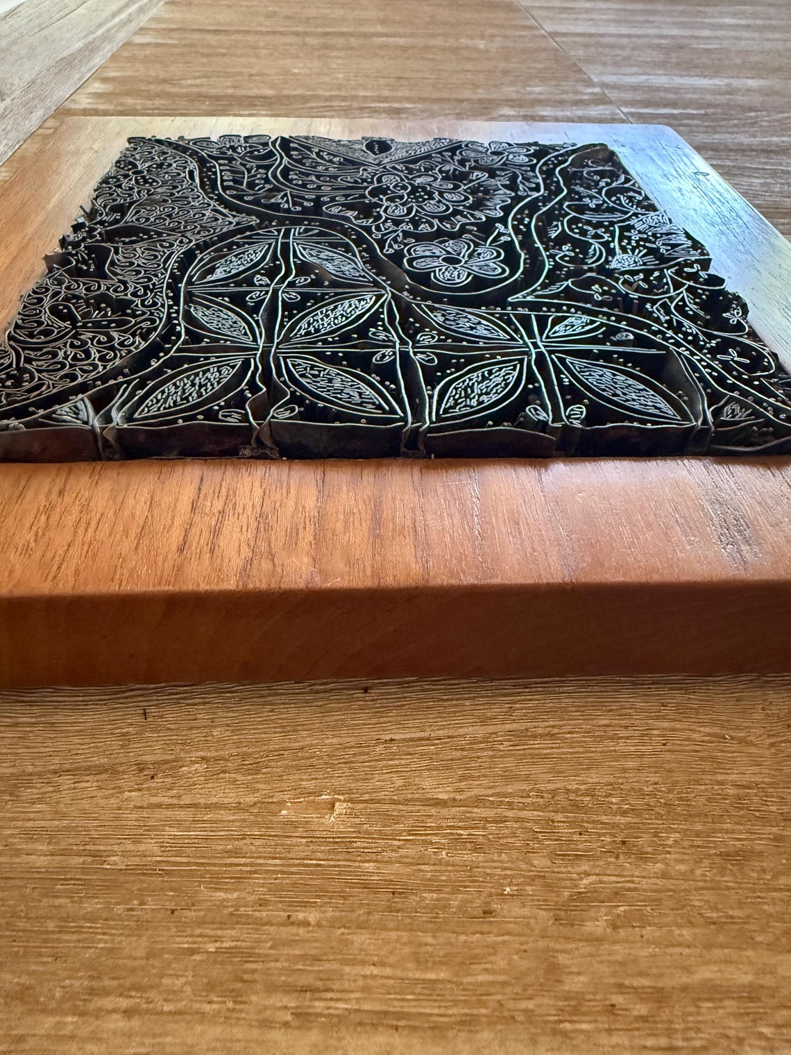 Large Vintage Copper Batik Stamp Cap Encased in Wood - Etsy