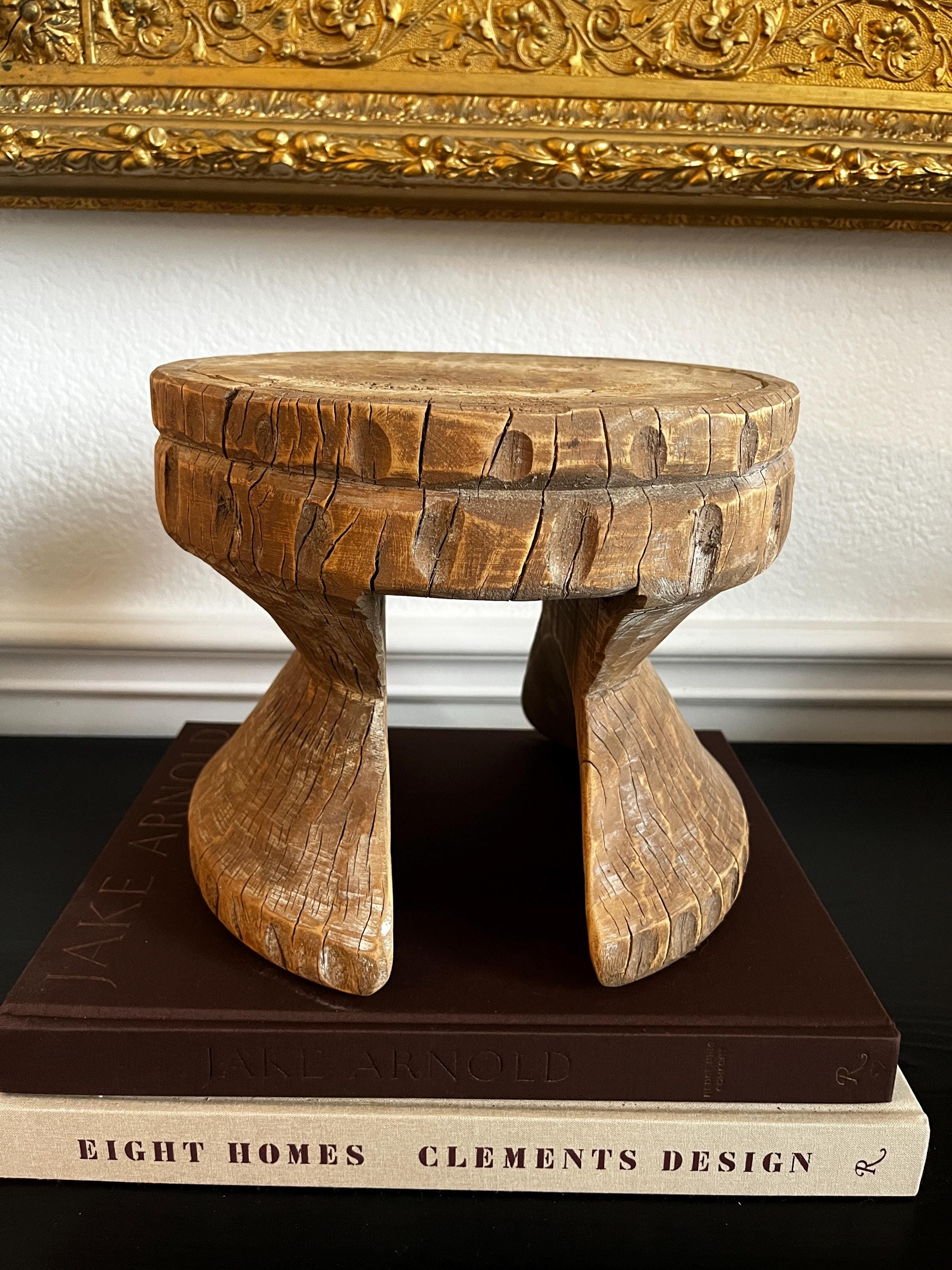 Vintage Carved Wood Mini Stool - Etsy