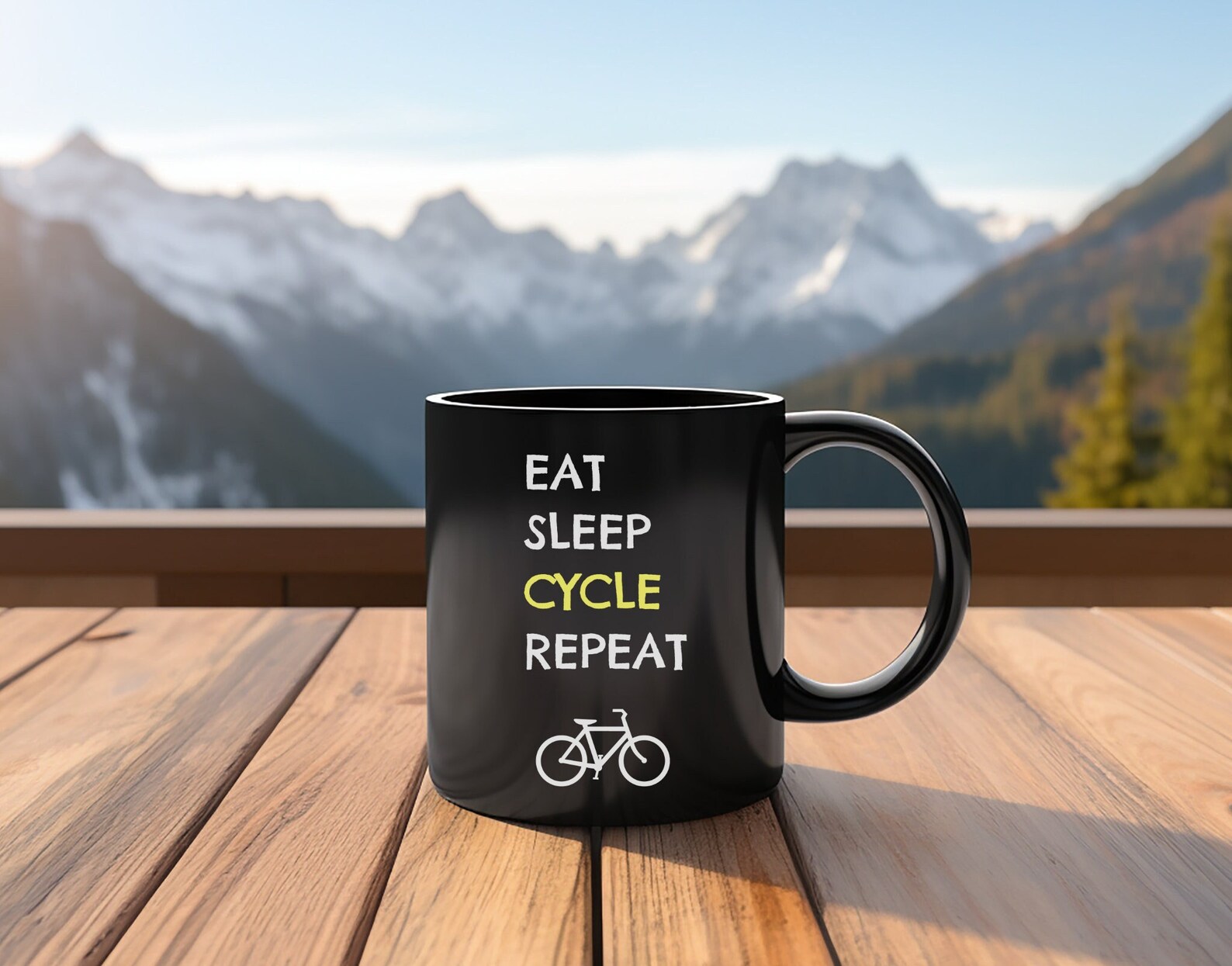 Bike Mug - Eat, Sleep, Cycle, Repeat - Bike Lovers - Bicycle - Mountain ...