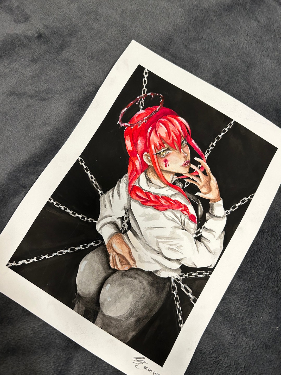 Makima Chainsaw Man Hand-drawn Manga/anime Illustrations - Etsy