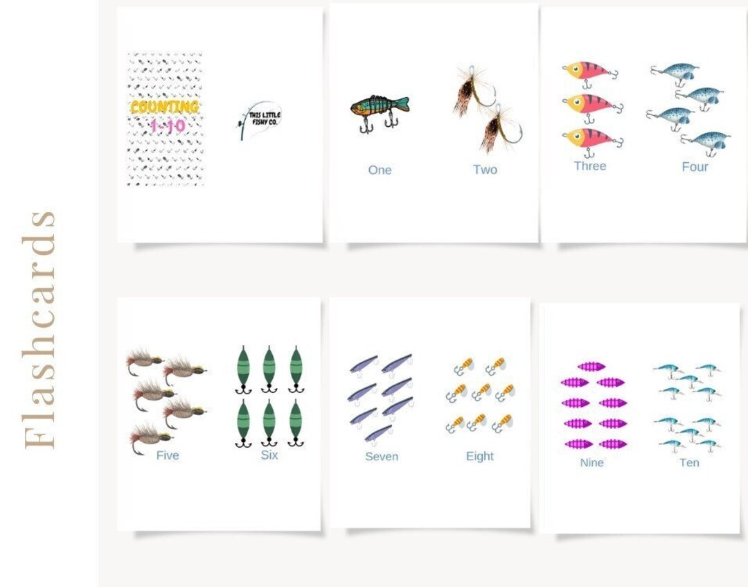 Flashcards Fishing Lure Counting 1-10 PRINTABLE, DOWNLOAD PDF - Etsy