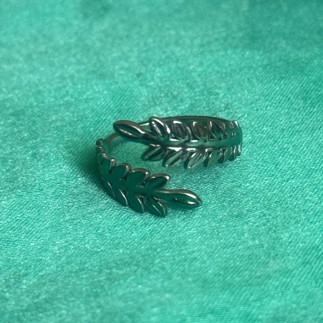 Adjustable Fern Leaf Ring Stainless Steel Silver Stylish - Etsy