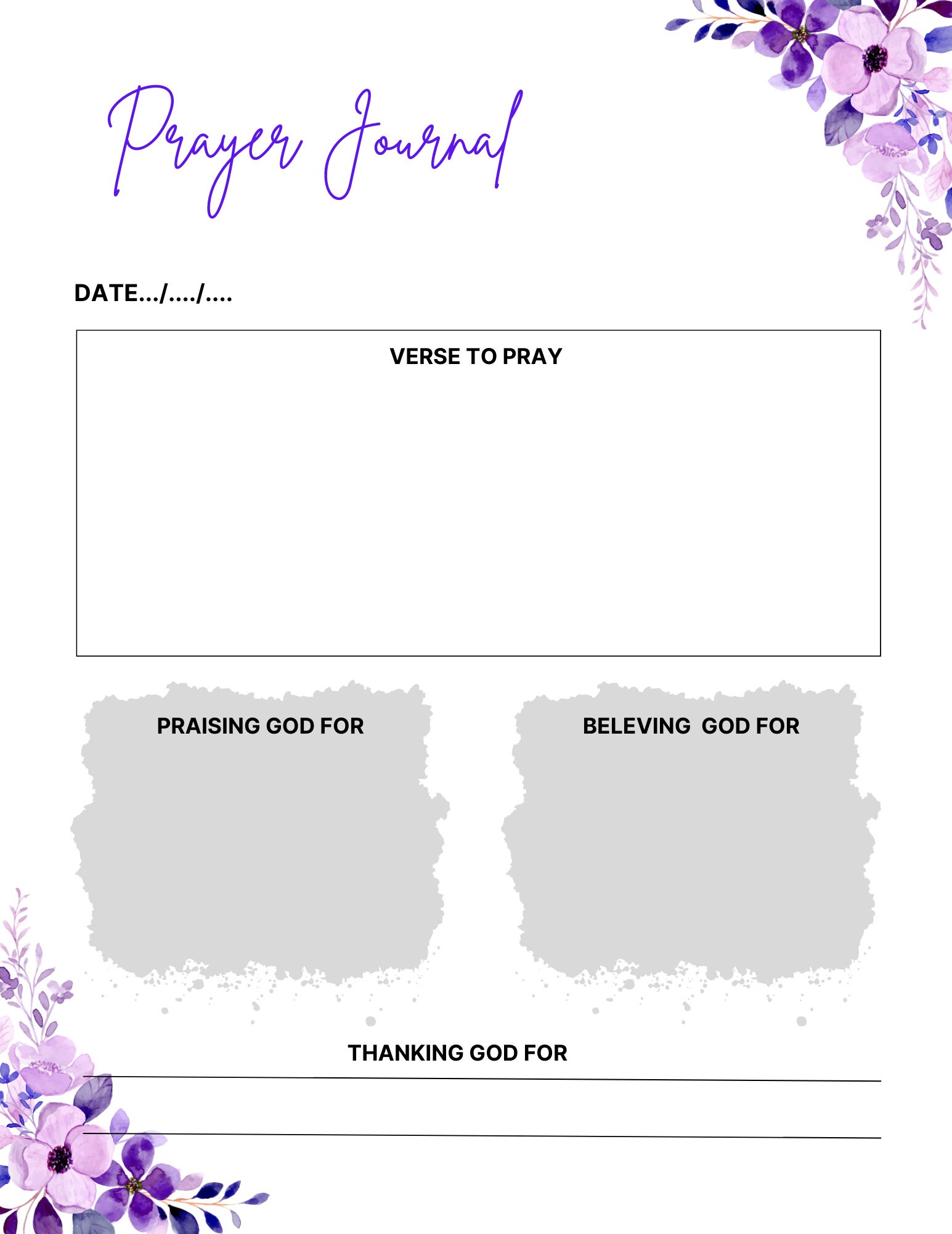 Prayer Journal Printable Bible Study Guide Gratitude Journal Digital ...