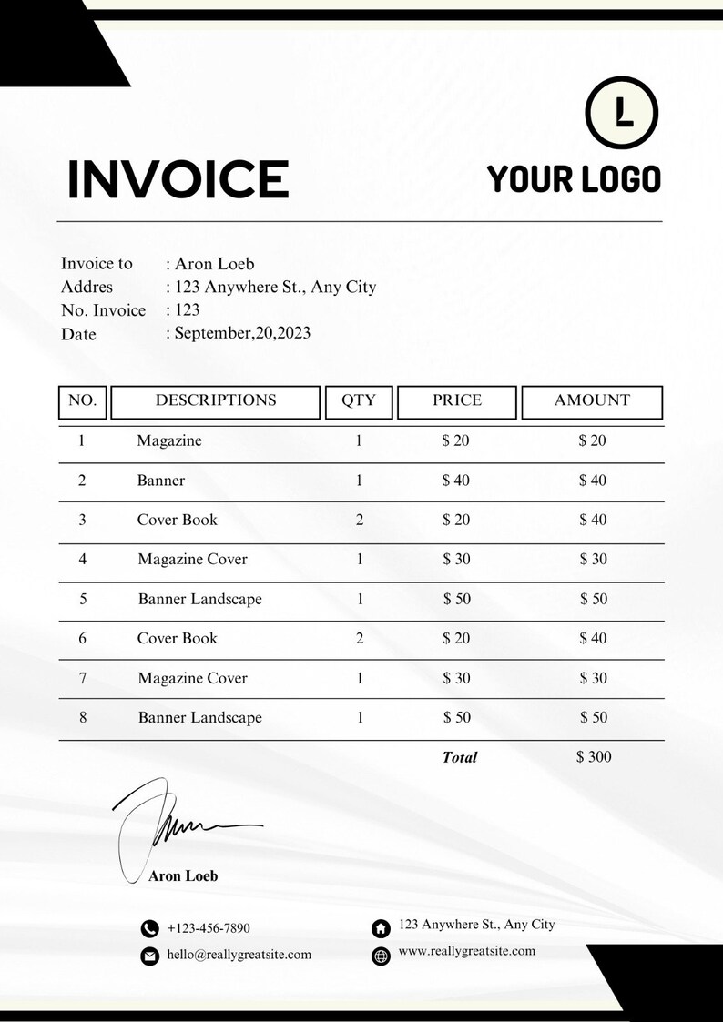 Invoice Template Minimalist Business Invoice Small Business Template ...