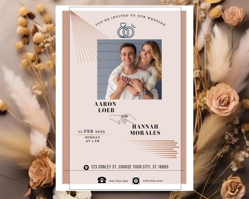 Editable Wedding Invitation Template Modern Intimate Ceremony - Etsy