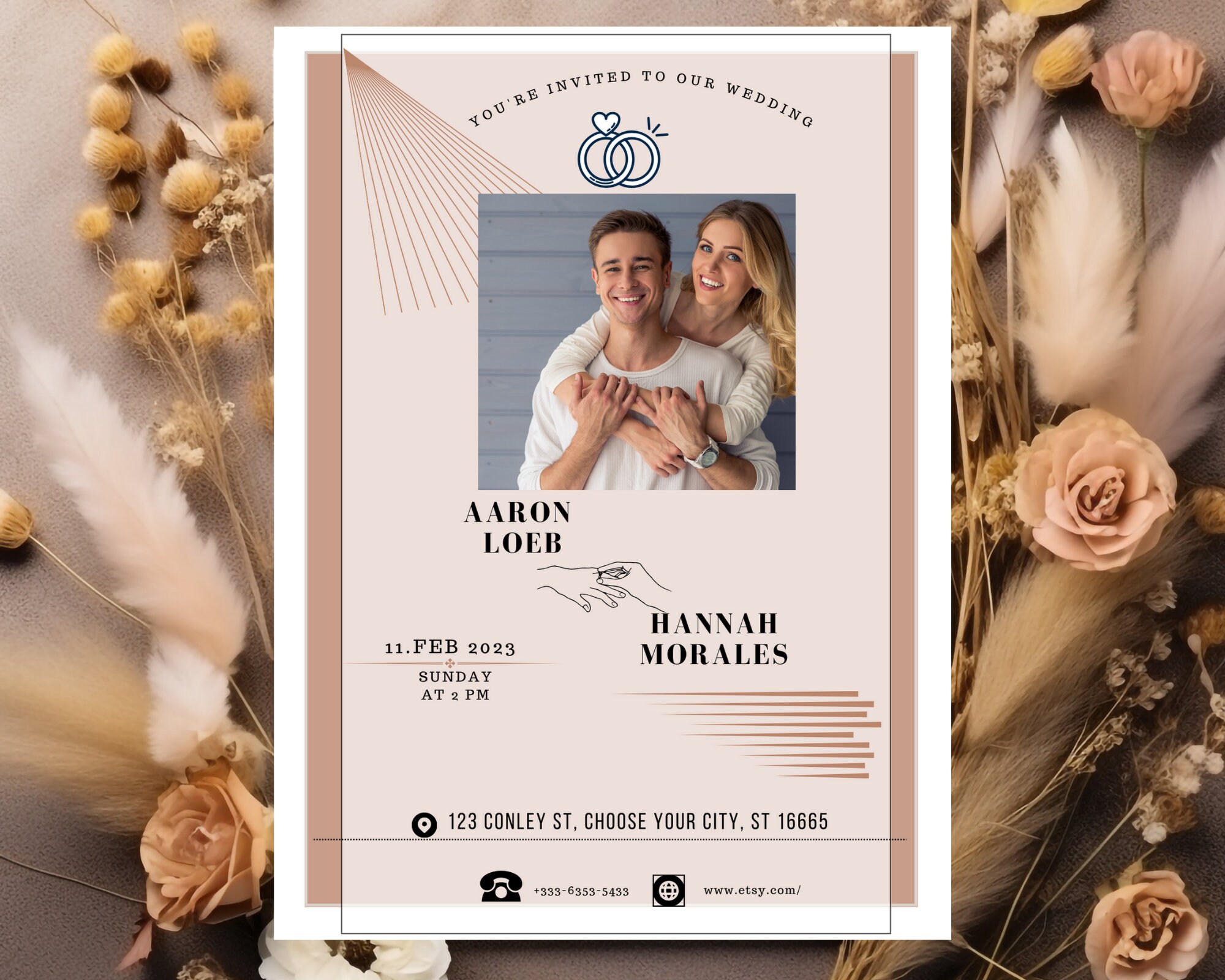 Editable Wedding Invitation Template Modern Intimate Ceremony - Etsy