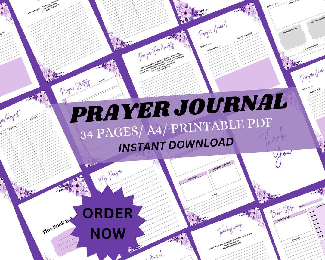 Prayer Journal Printable Bible Study Guide Gratitude Journal Digital ...