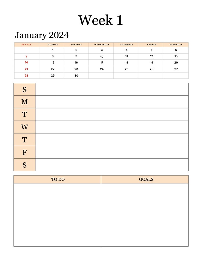 2024 Weekly Planner Printable Bundle, A4 Half Letter/letter, 2024 Daily ...