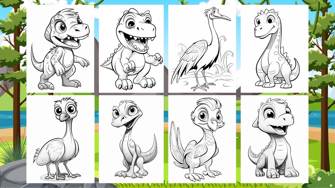30 Dinosaur Coloring Pages | Digital PDF File | Instant Download ...