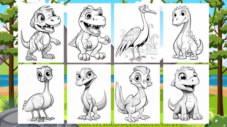 30 Dinosaur Coloring Pages | Digital PDF File | Instant Download ...