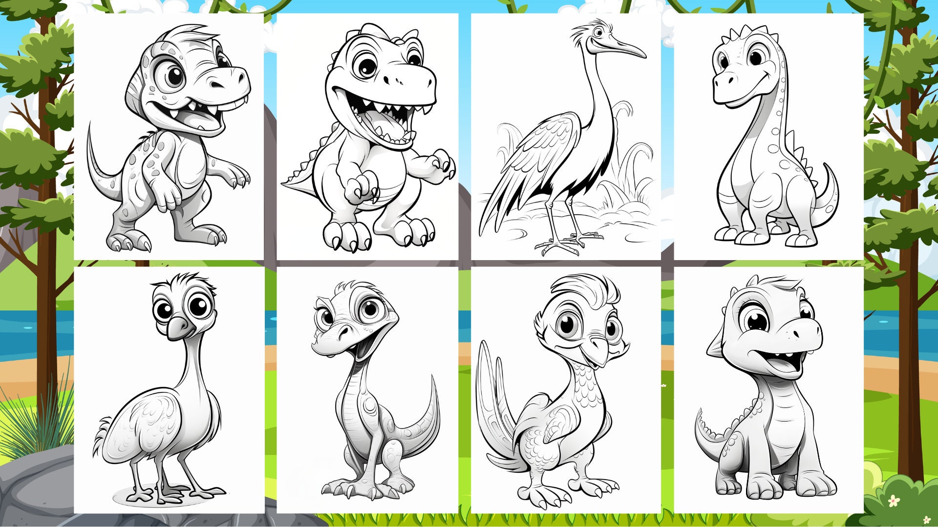 30 Dinosaur Coloring Pages | Digital PDF File | Instant Download ...