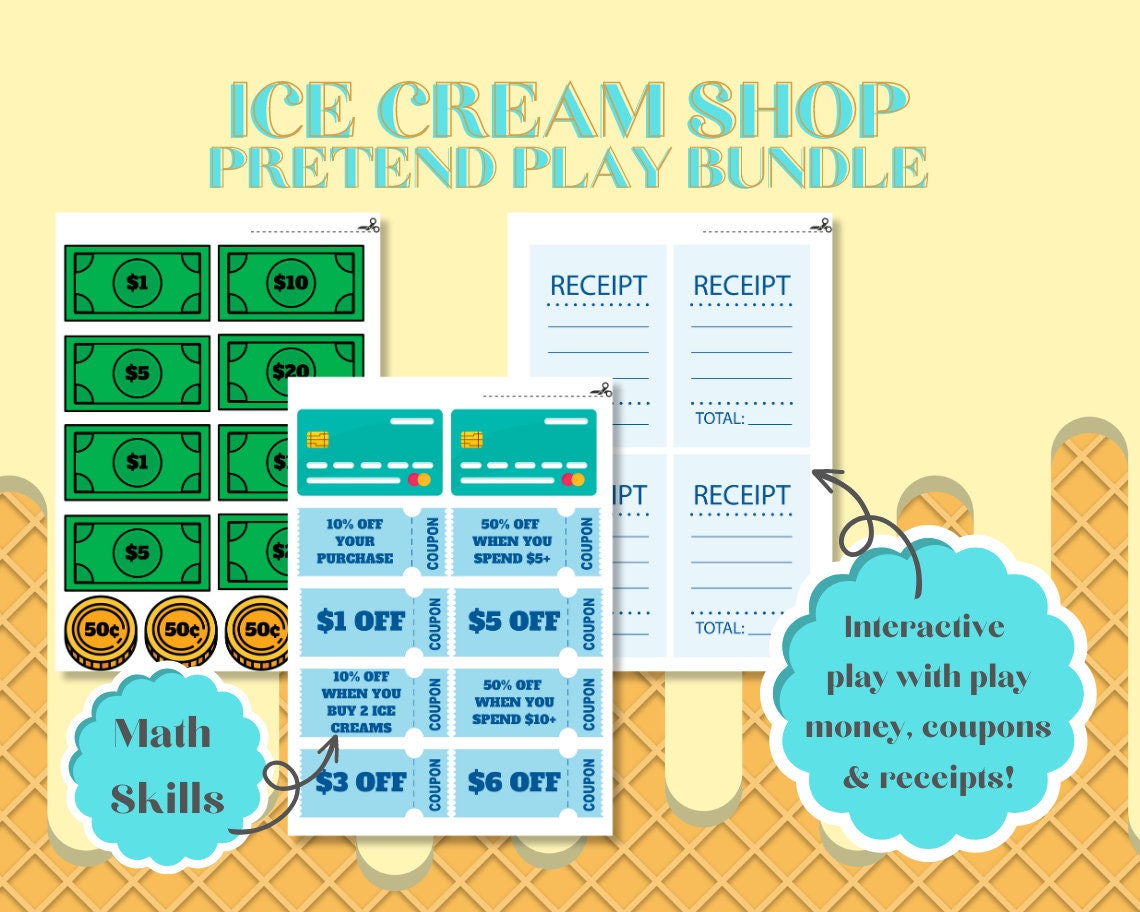 Ice Cream Shop Printable Set for Dramatic Play & Learning Fun | Pretend ...