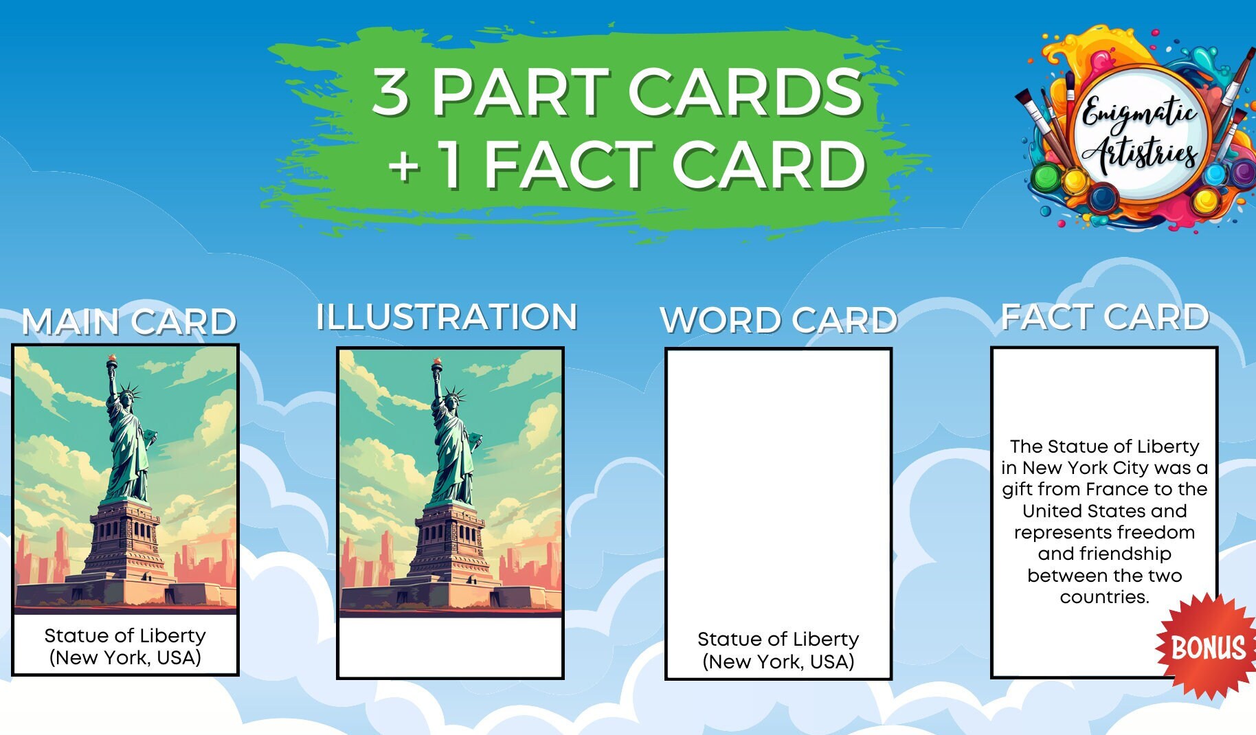 Fun and Illustrated World Wonders: 24 Famous Landmark Flashcards ...