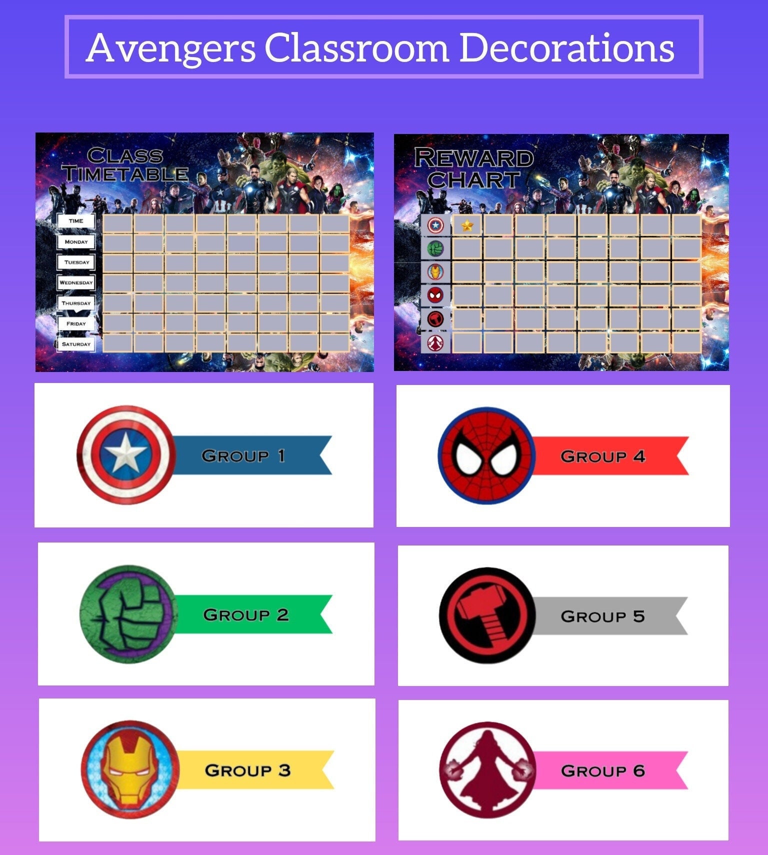 Avengers Classroom Decorations Template - Etsy