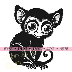 Tarsier Monkey SVG, Cute Monkey Cutfile, Cricut Silhouette Monkey ...