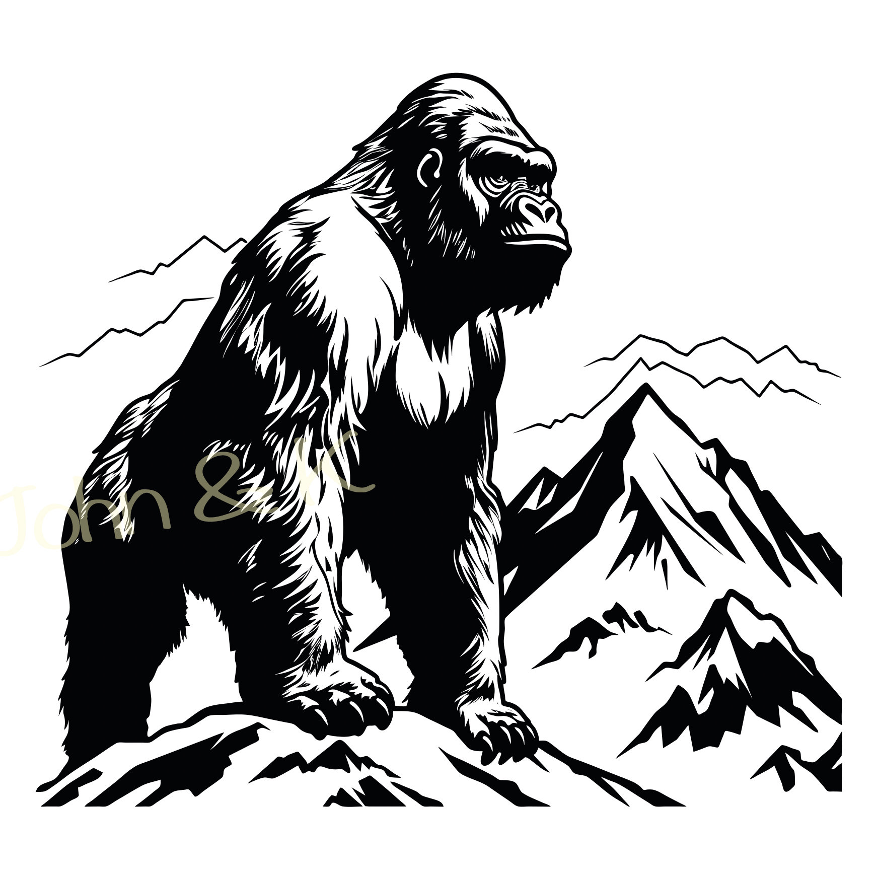 Gorilla Svg, Gorilla Vector, Mountain Gorilla Svg, Gorilla Clipart ...