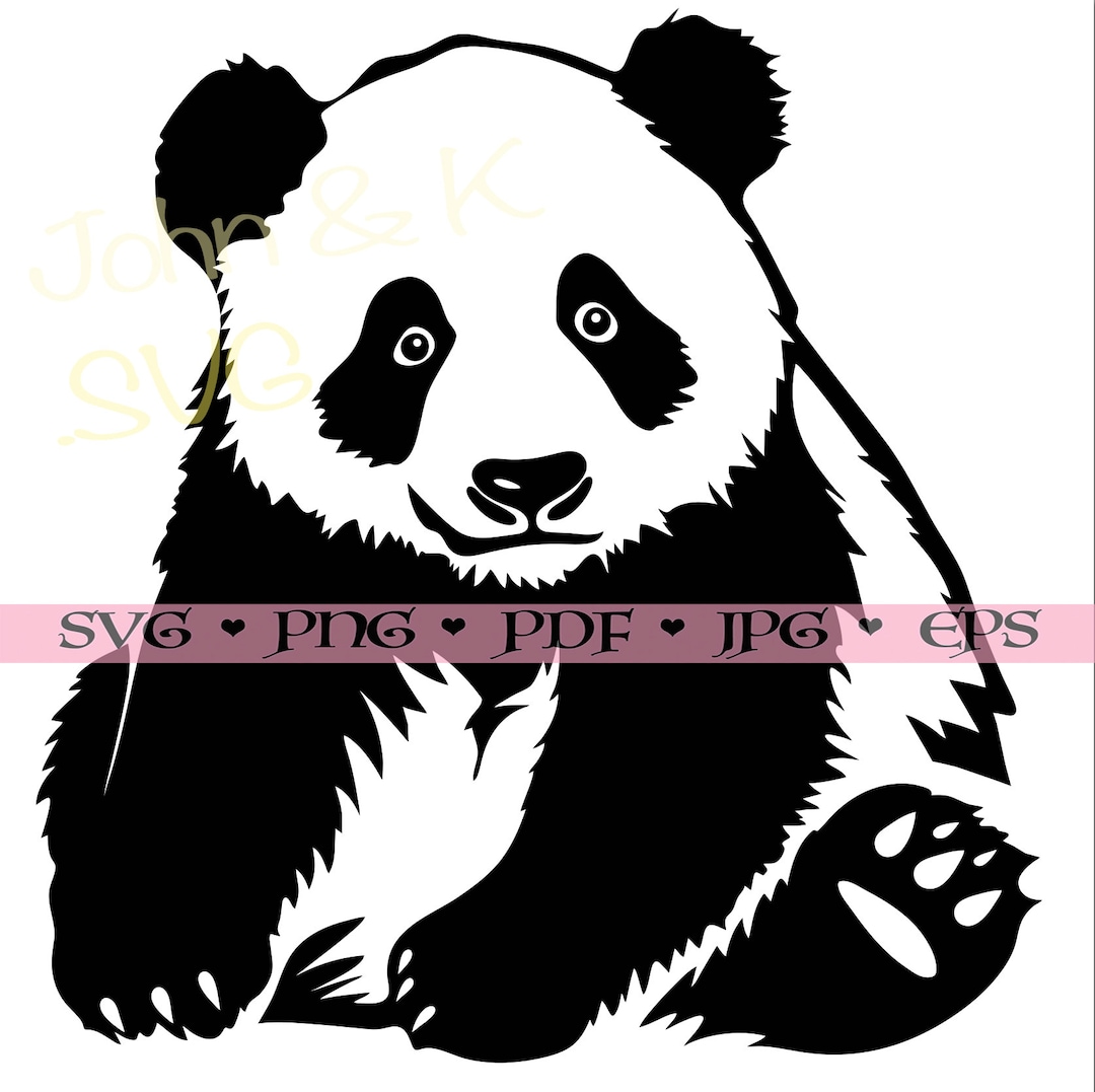 Panda Svg, Panda Vector, Cutfile Cricut Silhouette Cute Panda Clipart ...