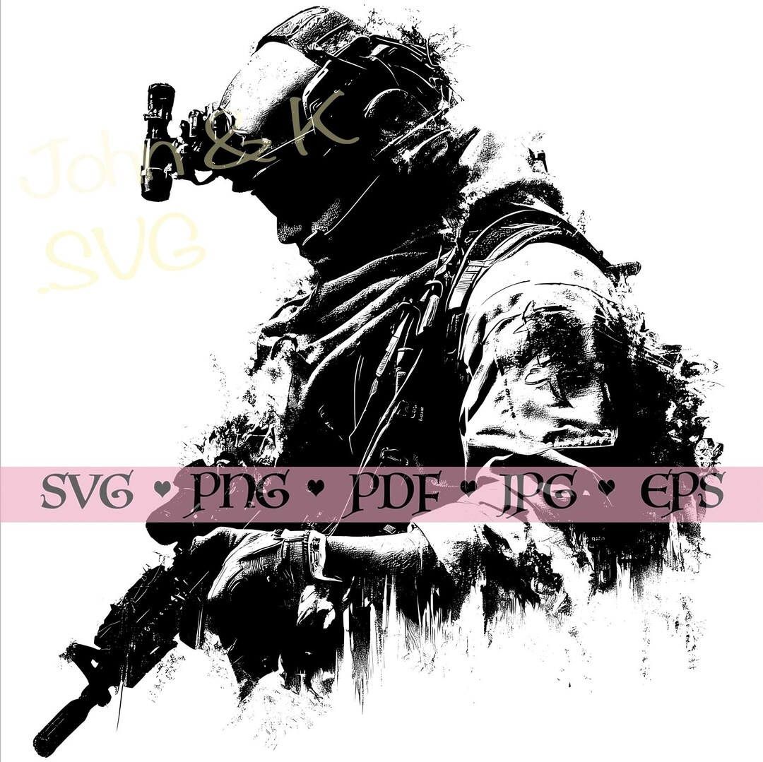 Tactical Soldier Svg, Military Force Grunge Clipart Silhouette Army ...