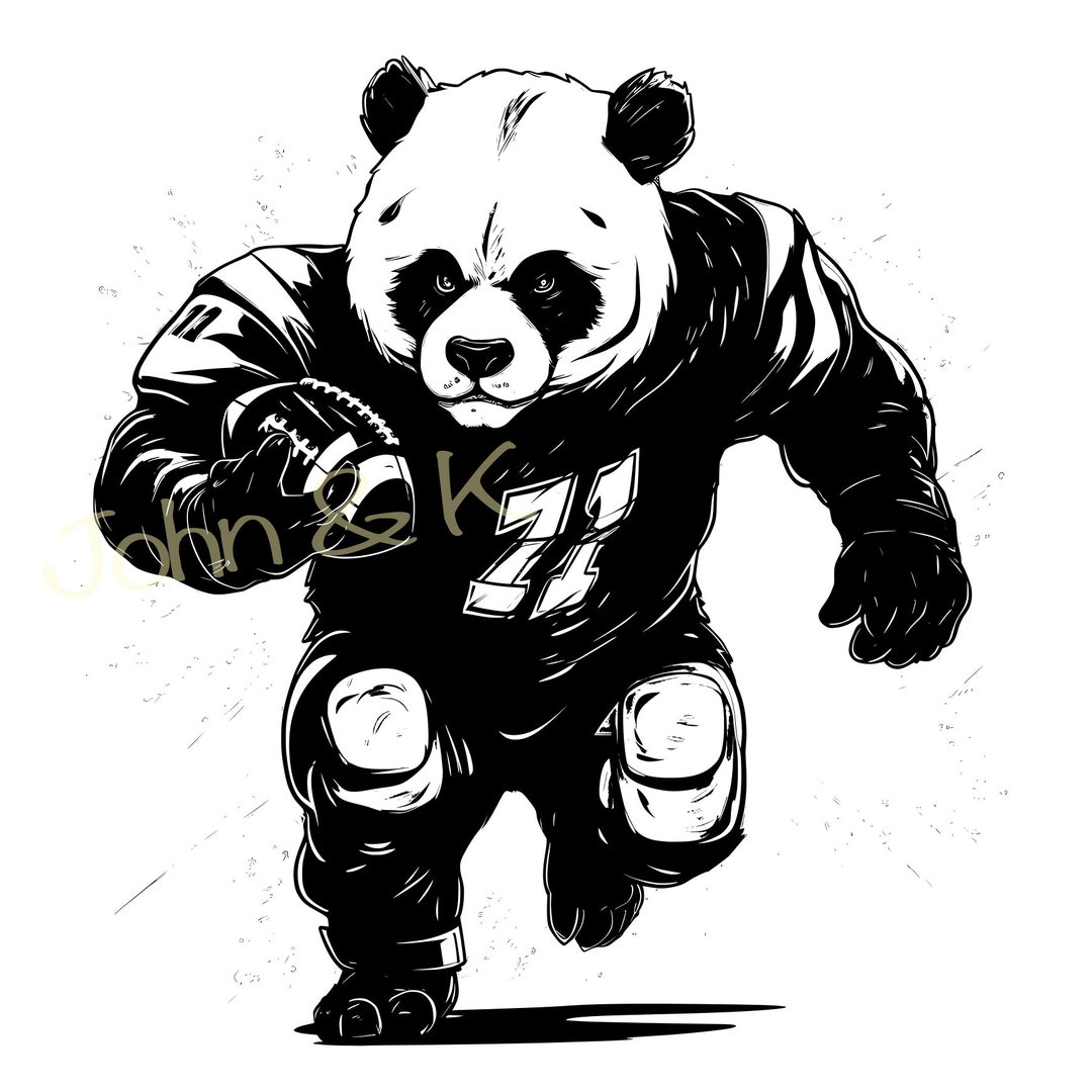 Panda Svg, Panda Vector, Football Panda Cutfile Decal Clipart Cricut ...