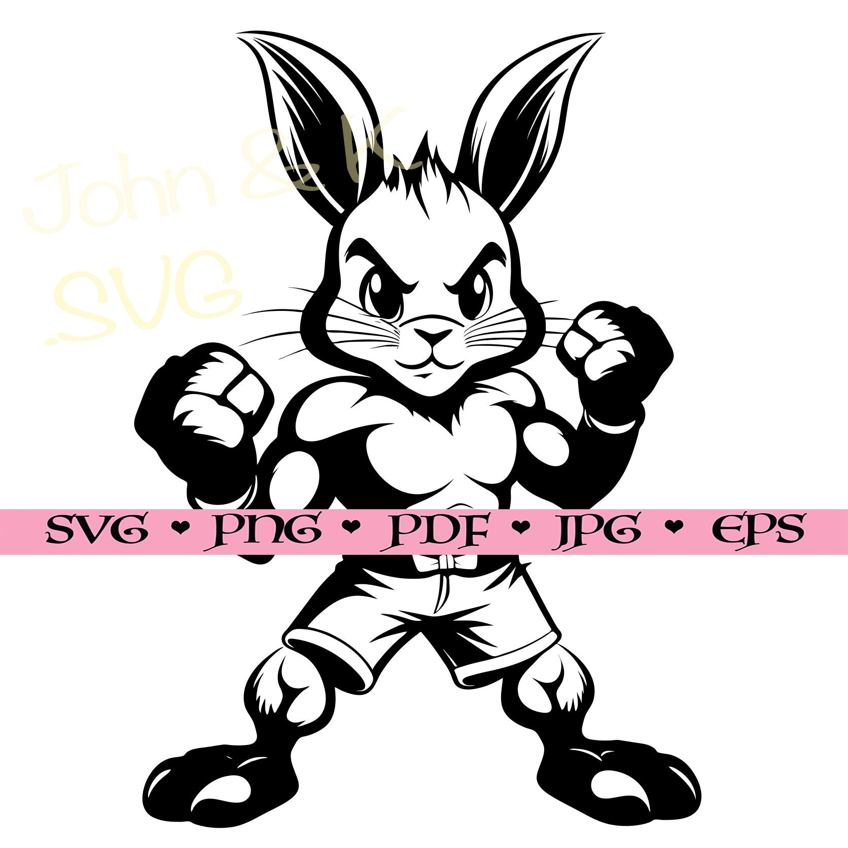 Bunny Svg, Boxing Bunny Svg, Cricut Silhouette Rabbit Clipart Png Jpg ...