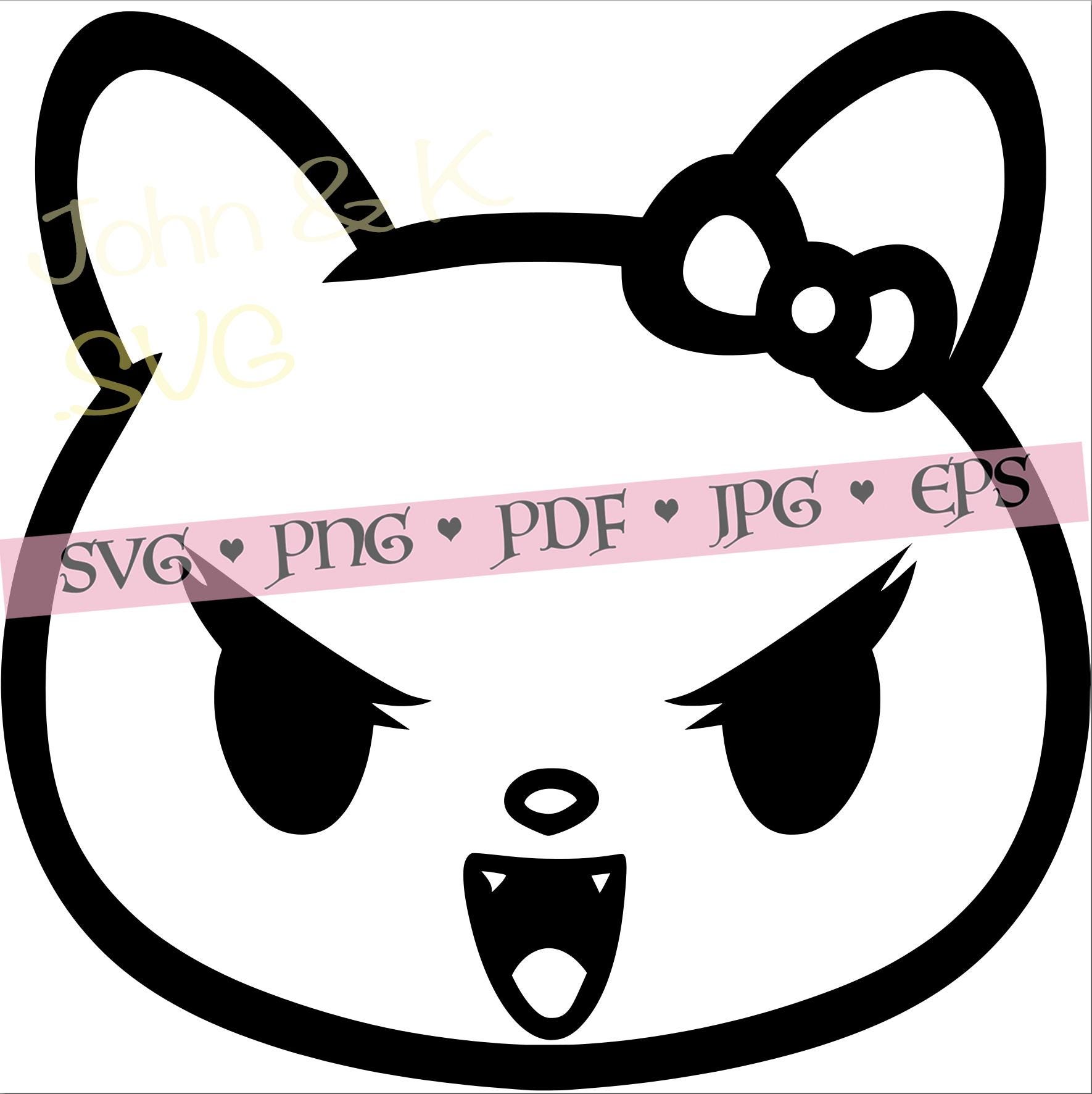 Gothic Kawaii SVG, Edgy Animal Clipart, Dark Cute Character Vector ...