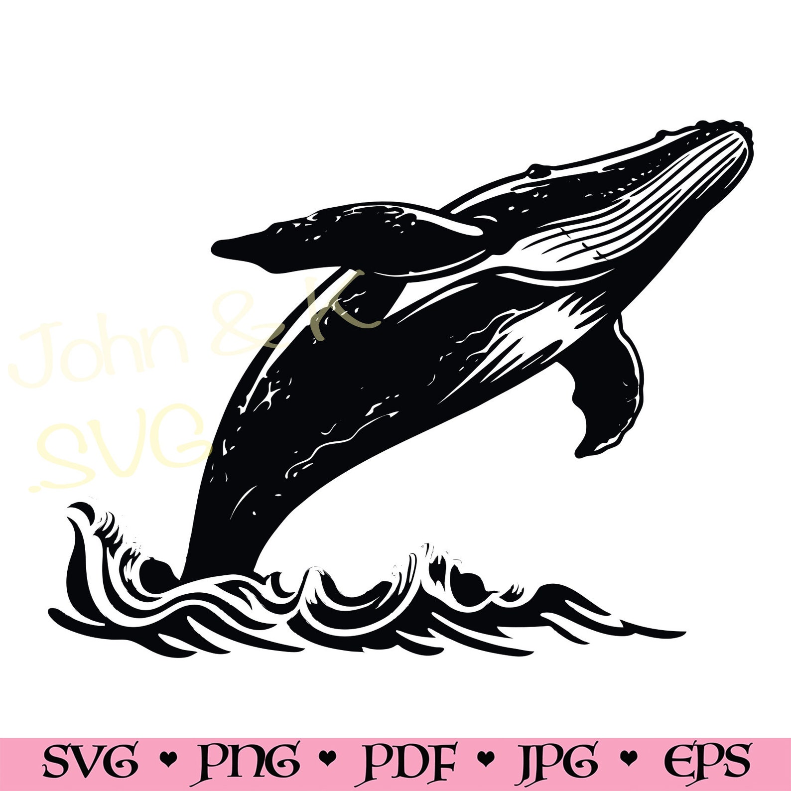 Bowhead Whale Breaching SVG: Cricut, Silhouette Cut File (commercial ...