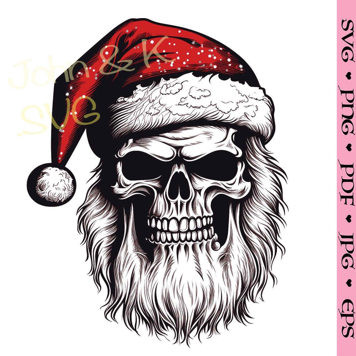 Santa Clause Skull Svg Christmas Skull Svg Skull Clipart - Etsy
