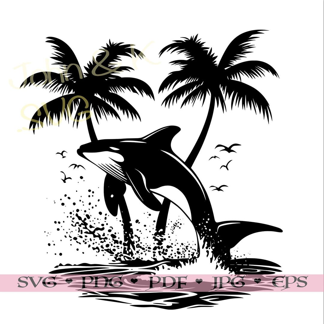 Summer Svg, Killer Whale Svg, Breaching Orca Svg Cutfile Clipart Cricut ...