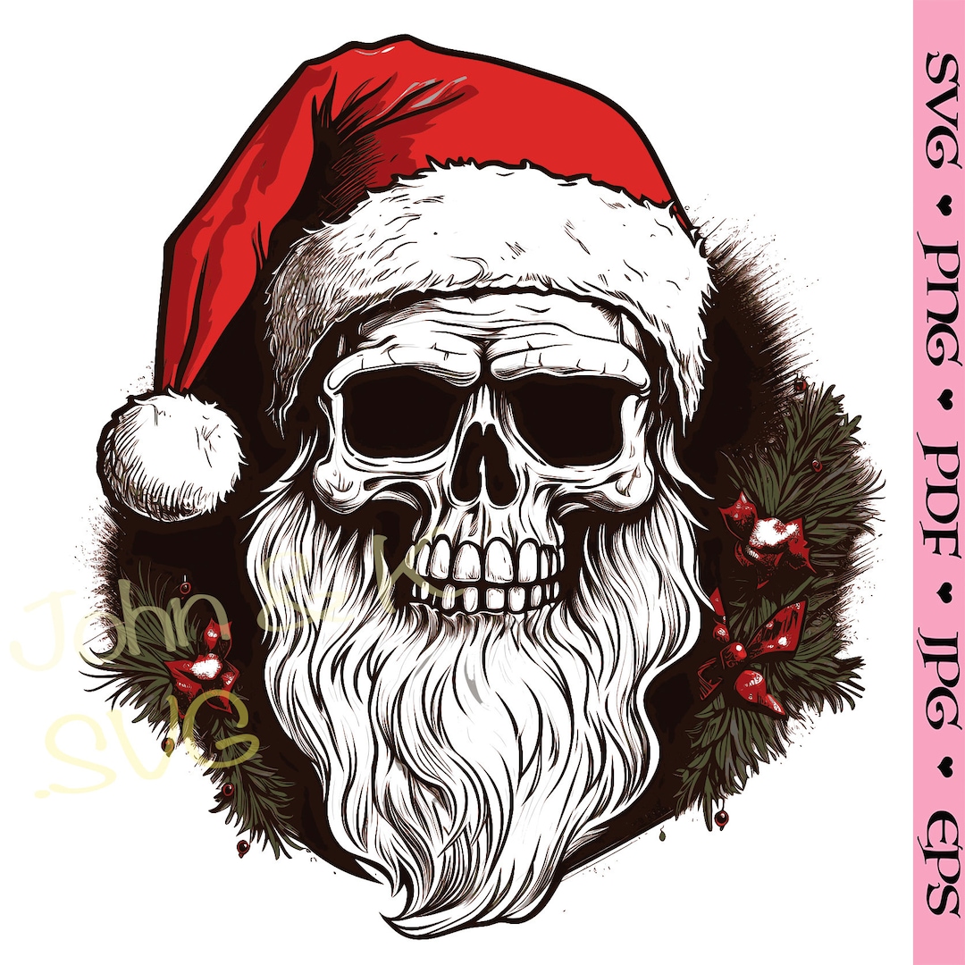 Santa Clause Skull Svg, Christmas Skull Svg, Skull Clipart, Skull Svg ...