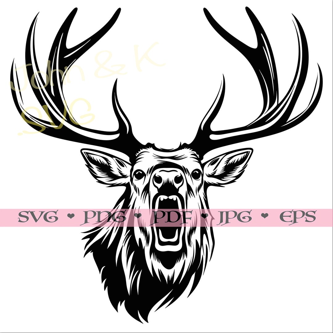 Elk Svg, Elk Vector, Elk Head Svg, Cutfile Silhouette Elk Head Clipart ...