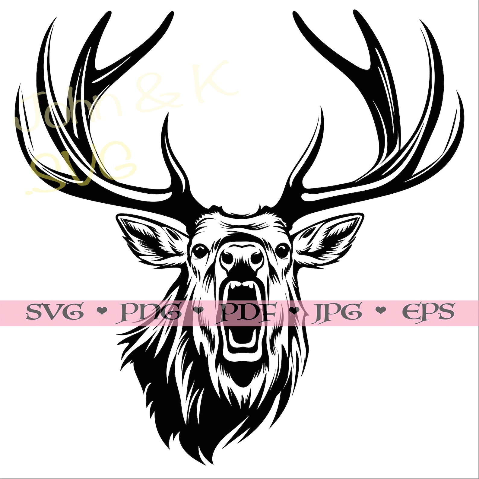 Elk Svg Elk Vector Elk Head Svg Cutfile Silhouette Elk Head - Etsy