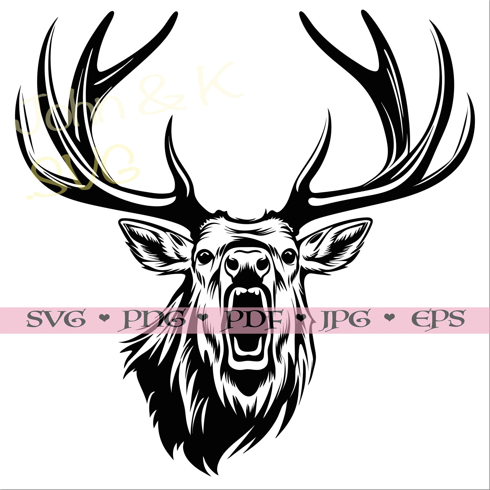 Elk Svg Elk Vector Elk Head Svg Cutfile Silhouette Elk Head - Etsy
