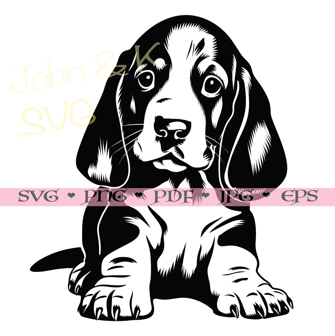 Basset Hound SVG, Hound Clipart, Cutfile Cricut Silhouette Hound Puppy ...