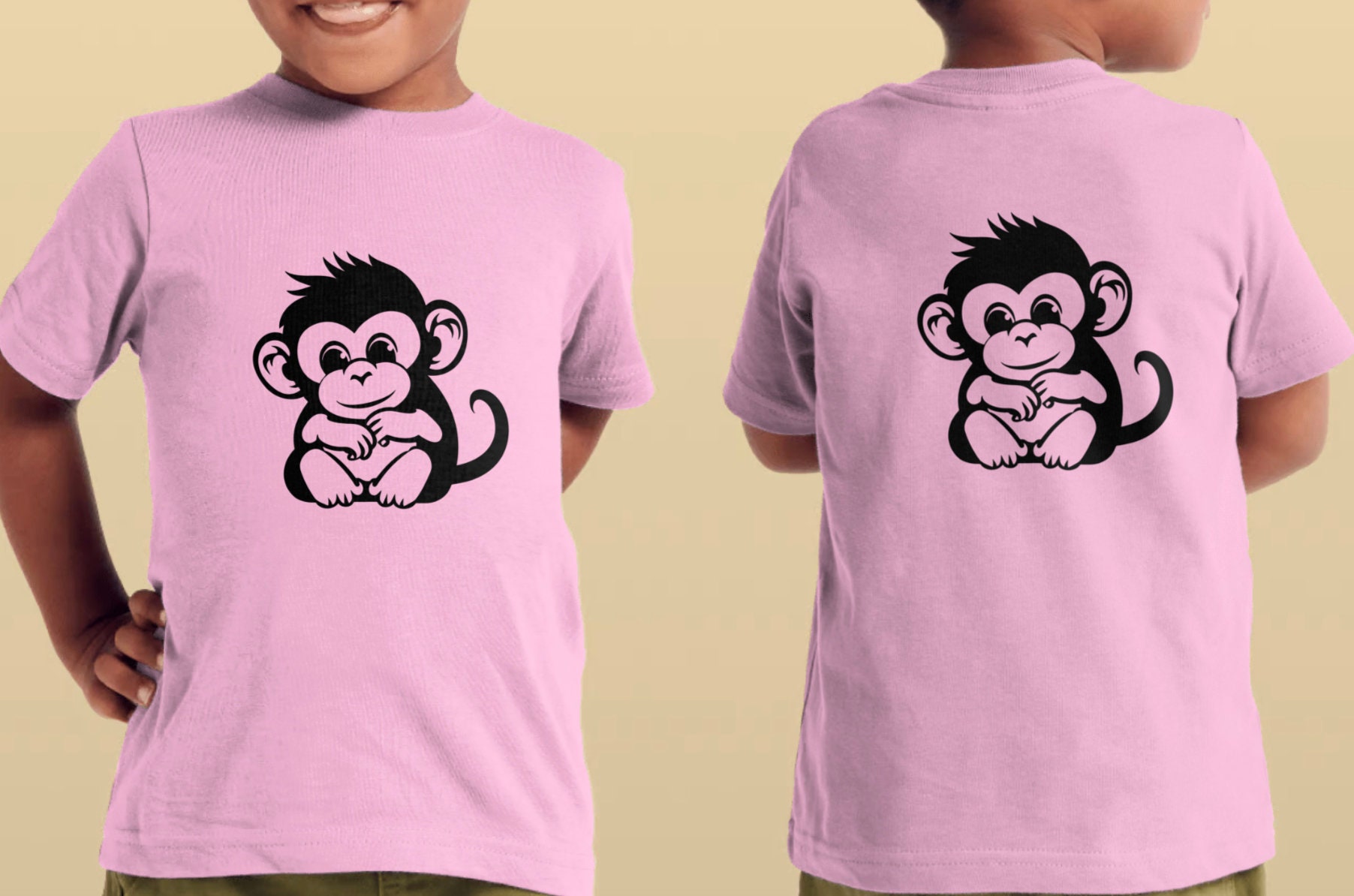 Baby Monkey SVG, Cute Monkey Cutfile, Cricut Silhouette Monkey Baby ...
