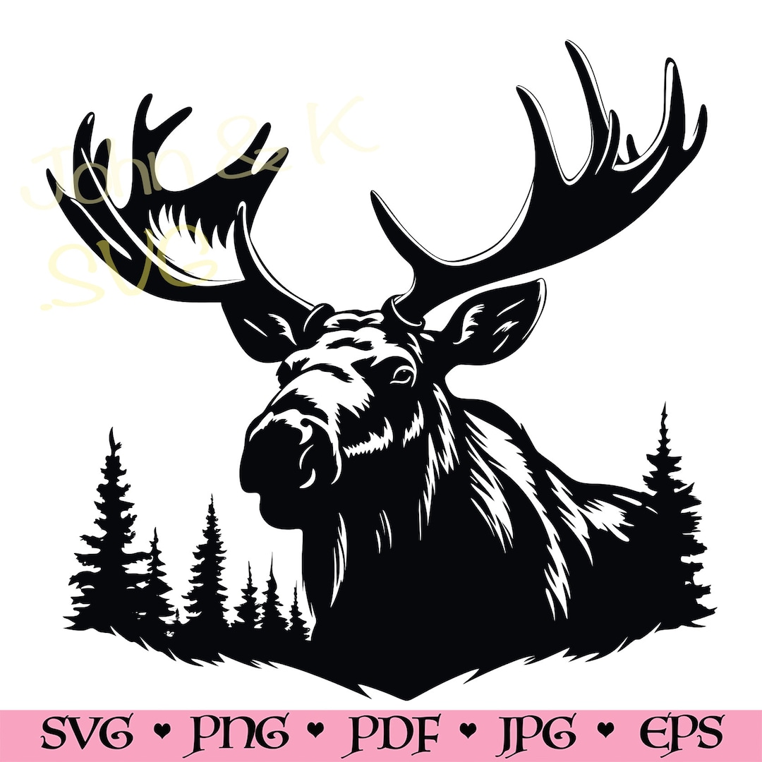 Moose Svg, Largest Deer Svg, Moose Clipart, Santa Moose Svg for Fleece ...