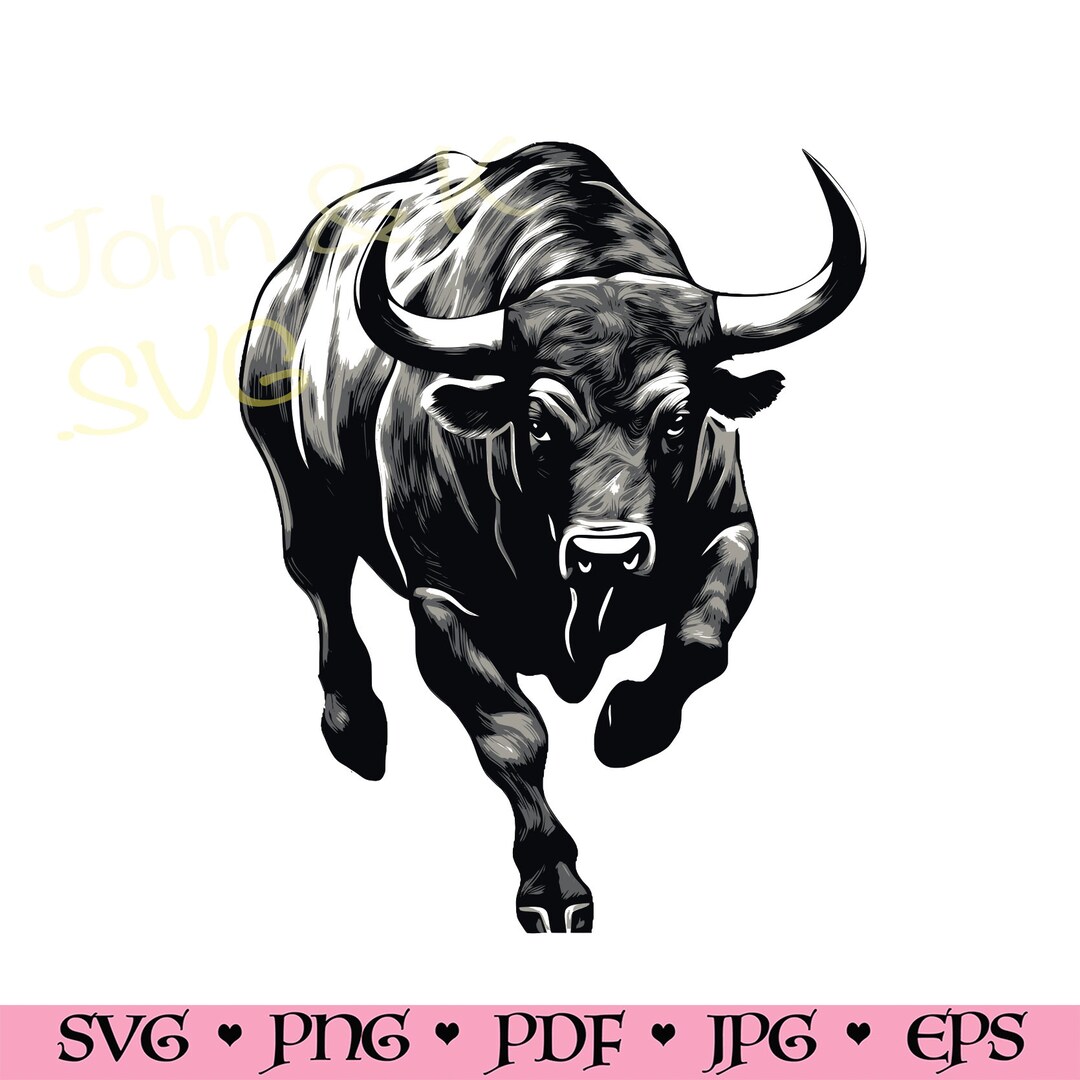 Angry Bull Svg, Running Bull Art, Bull Clipart, Bull Svg for Fleece ...