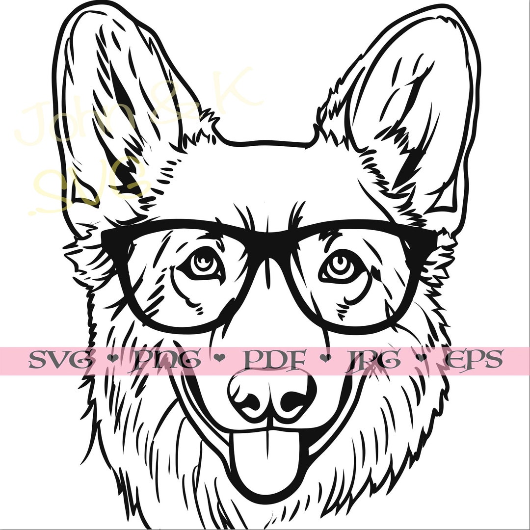 German Shepherd SVG, Dog Glasses Outline Cut File Cricut Silhouette ...