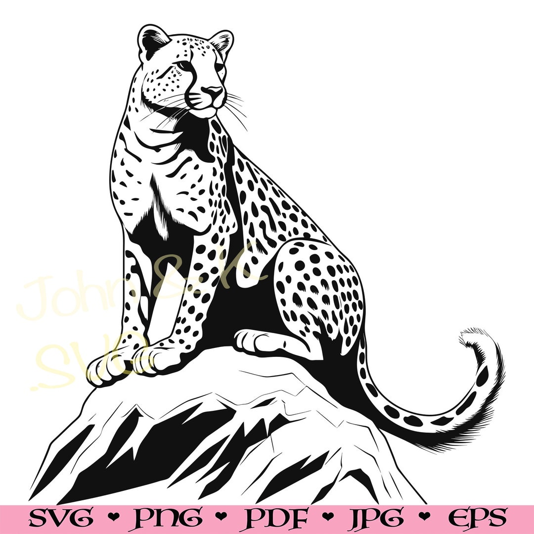 Cheetah Svg, Elegant Cheetah Svg, Cricut Silhouette Cheetah Clipart Png ...