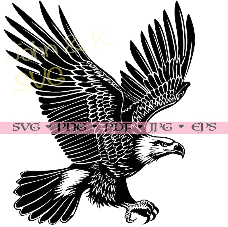Soaring Eagle SVG: Silhouette Cut File for Vinyl & Laser Engraving ...
