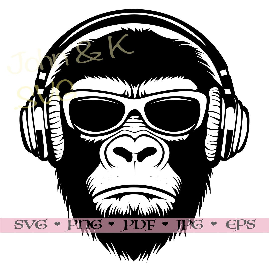 Gorilla Svg, Gorilla Head Decal Clipart Cutfile Iron on Vinyl Laser ...