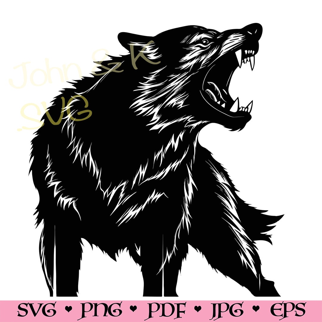 Howling Wolf SVG: Roaring Wolf Clipart, Tattoo Design (digital Files ...
