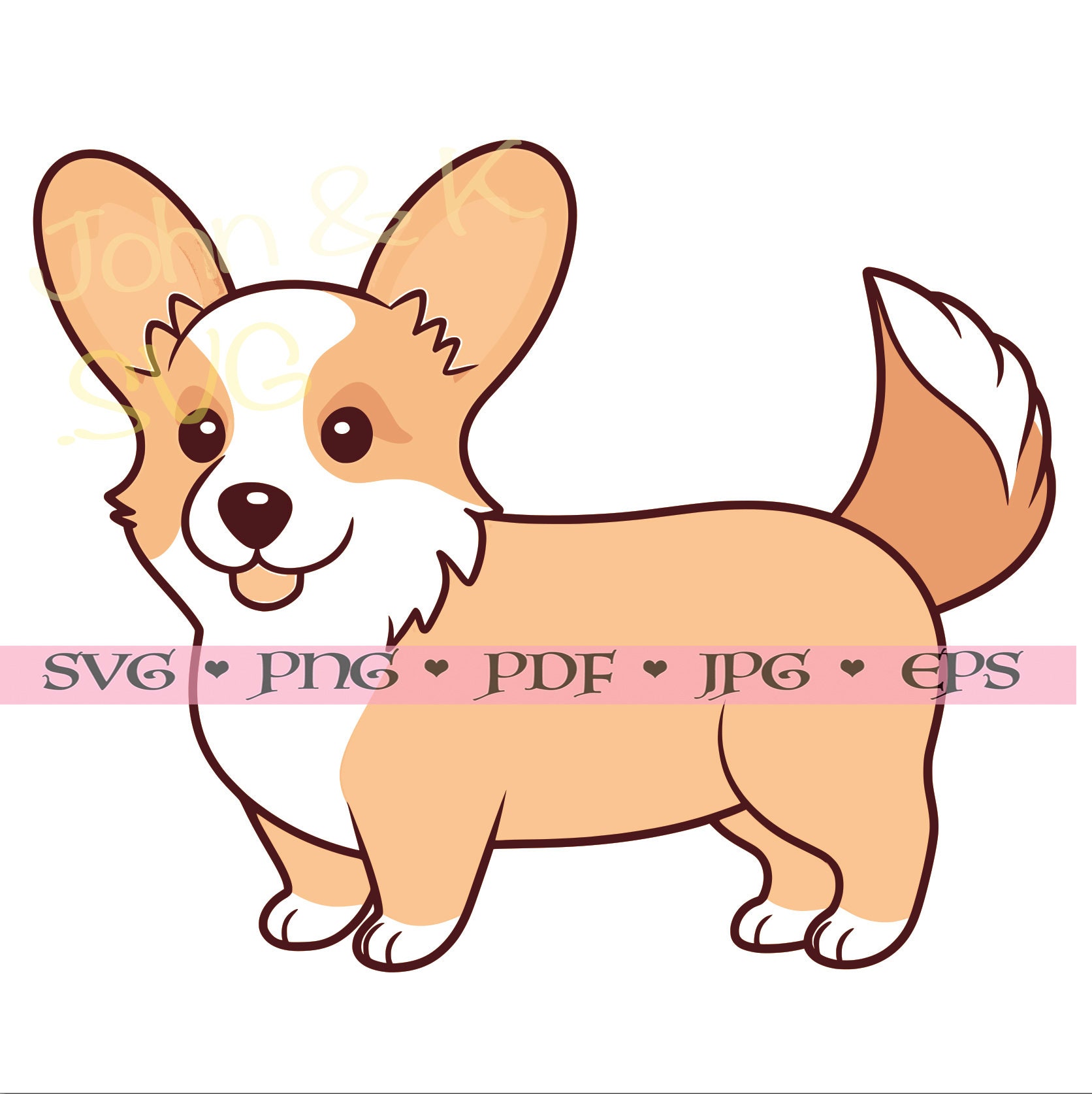 Cute Corgi SVG, Puppy Cutfile, Cricut Silhouette Corgi Dog Decal ...