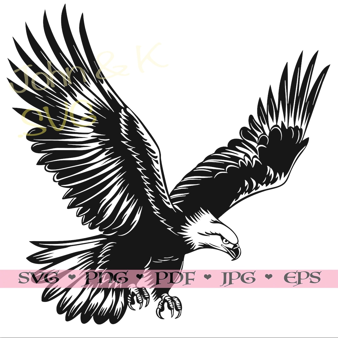 Flying Eagle Svg, Eagle Vector, Soaring Eagle Svg Silhouette Cutfile ...