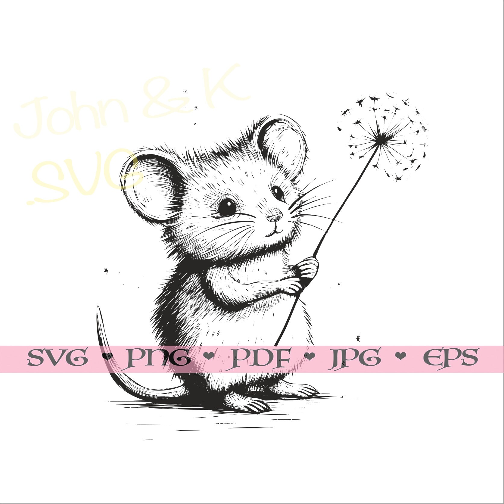 Mouse Svg, Cute Mouse Svg, Mouse Dandelion Cutfile Clipart Cricut ...