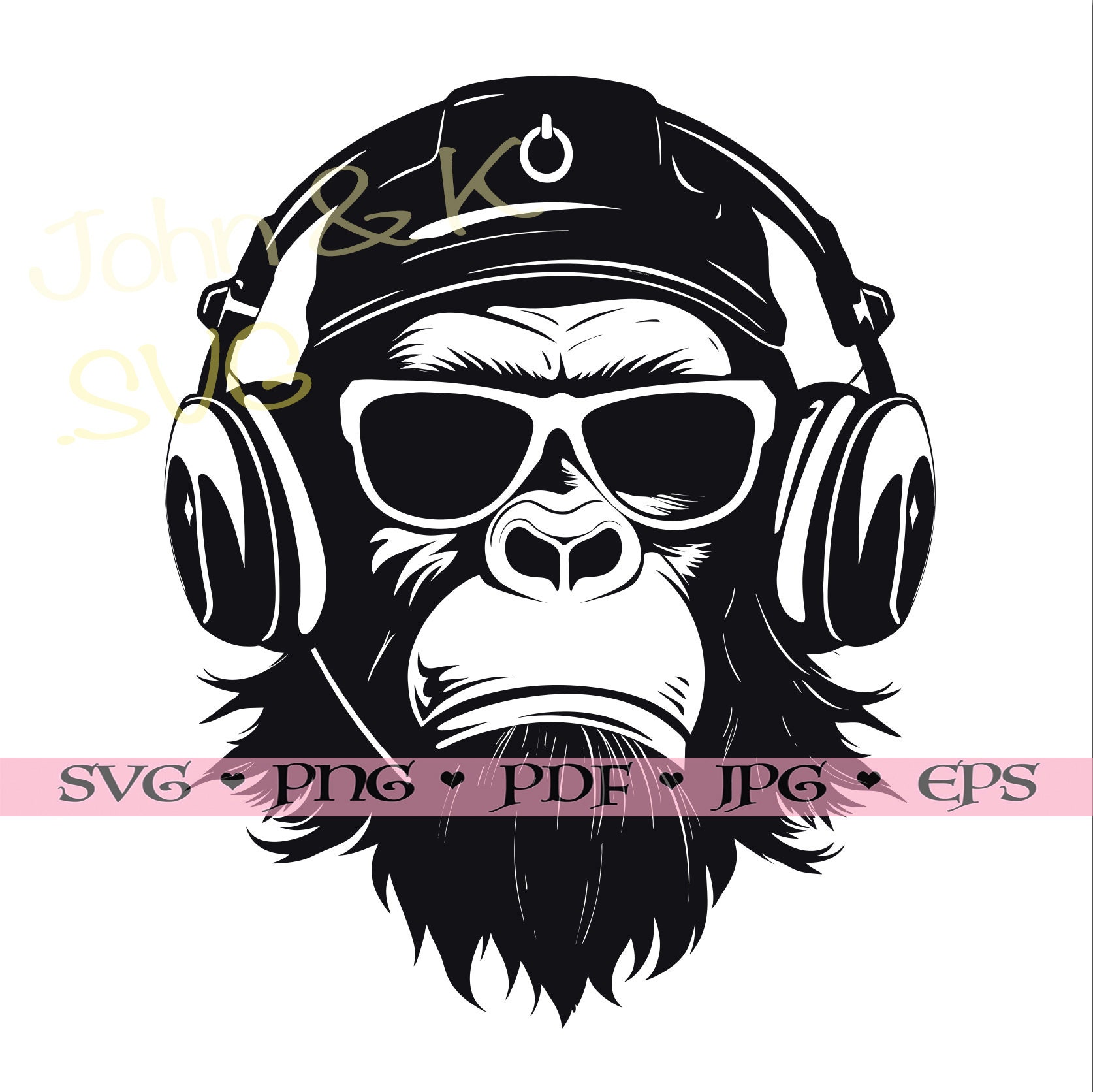 Gorilla Svg, DJ Gorilla Png, Cutfile Cricut Silhouette Gorilla Clipart ...