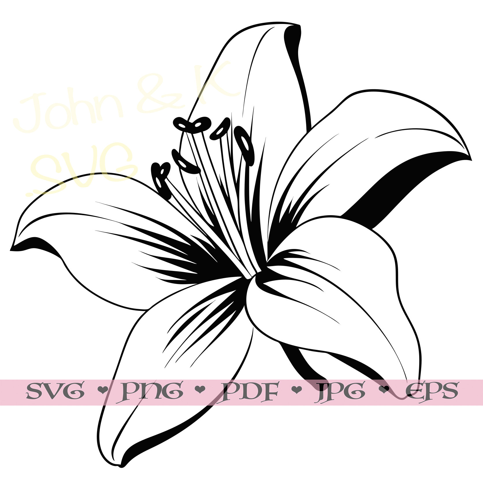 Lily Svg, Lily Flower Outline, Lily Clipart, Lily Svg for Shirt, Decor ...
