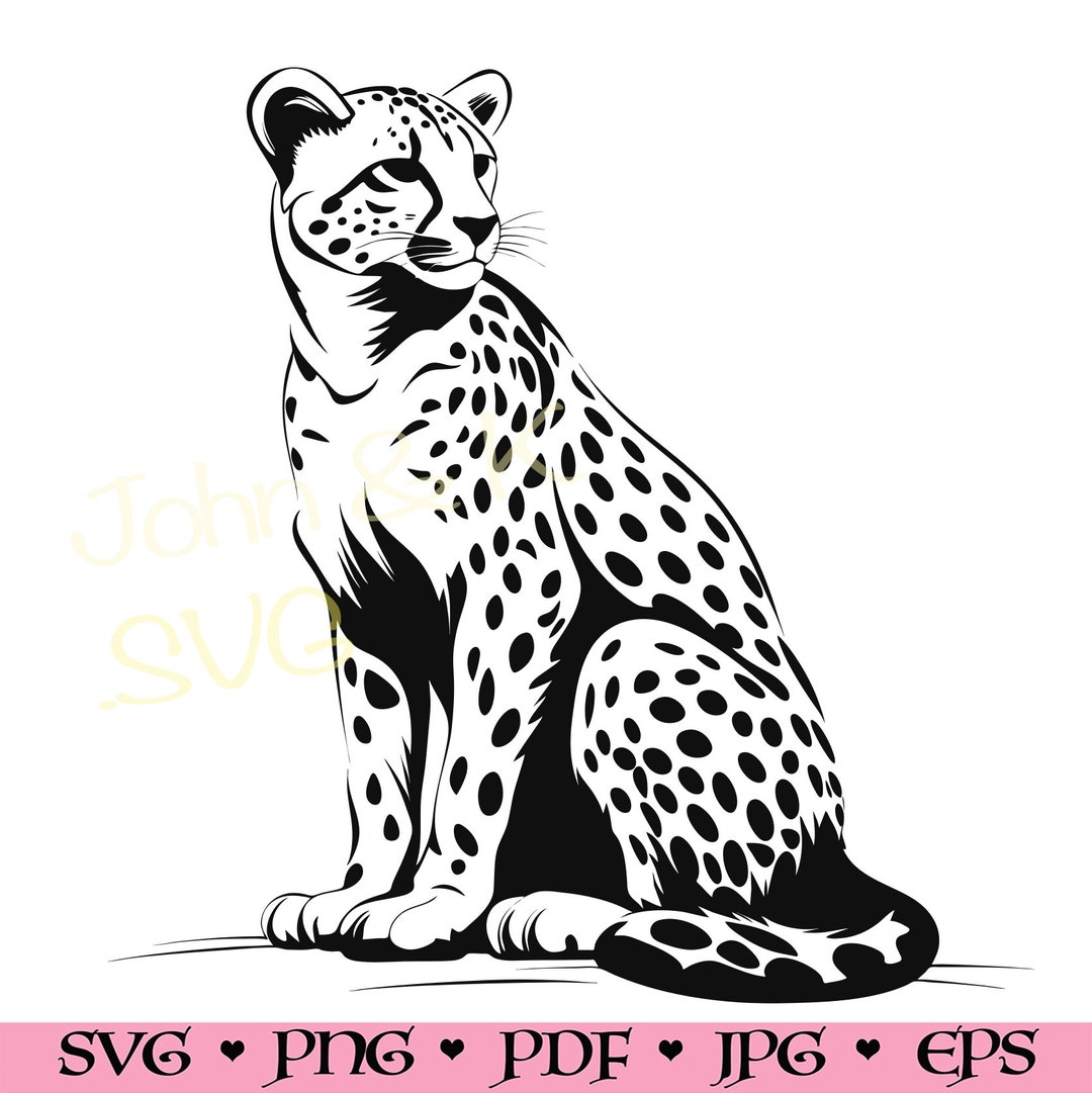 Cheetah Svg, Elegant Cheetah Svg, Cricut Silhouette Cheetah Clipart Png ...