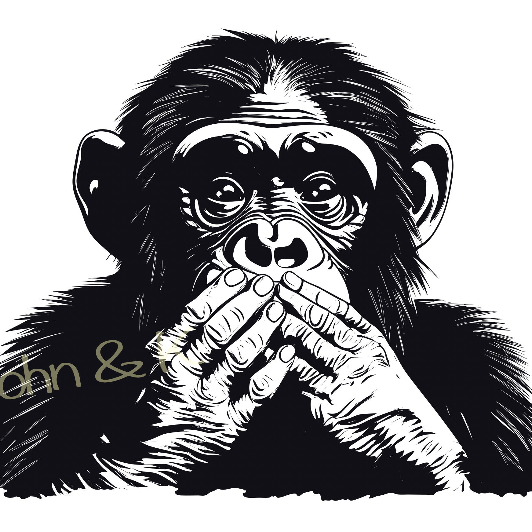 Chimpanzee Svg Chimpanzee Vector Ape Svg No Talk Ape - Etsy