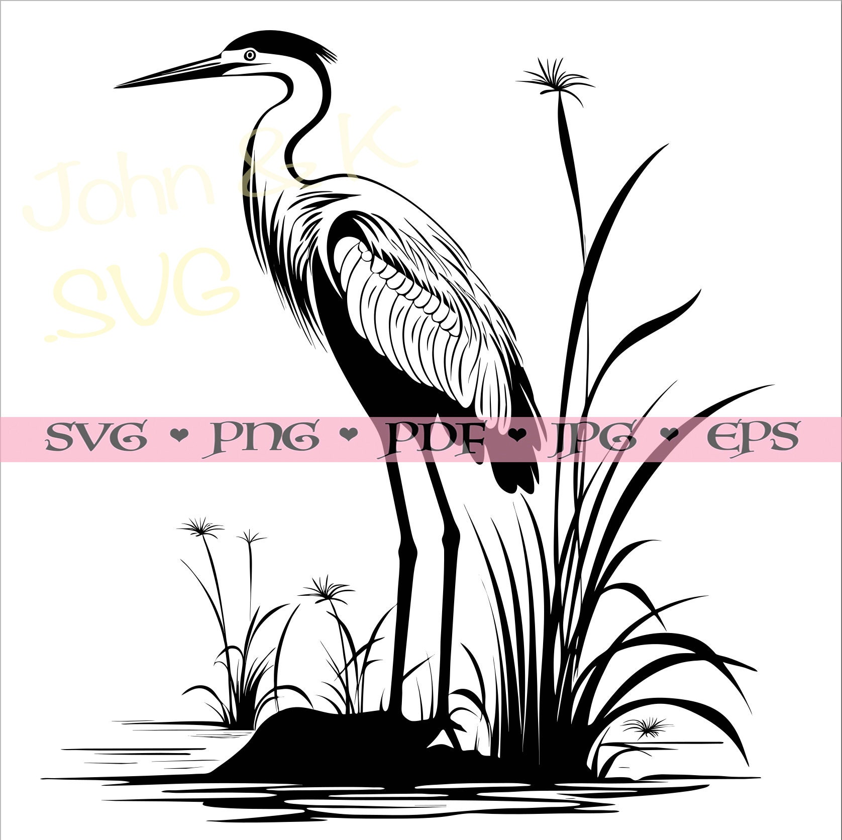 Egret Svg, Elegant Bird Svg, Cricut Cutfile Silhouette Egret Clipart ...